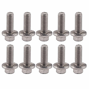 10pcs M6 Stainless Steel SS304-70 Hex Flange Screws Washer Head Bolts Fastener Hex Head with Flange(M6*16)