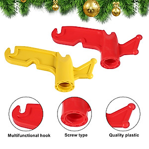 4pcs Plastic Utility Hook, 3/4" Threaded Extension Pole Attachments Multi-Purpose Screw on Christmas Light Installation Tools Acme Pole Head for String Lights (4 Colors)