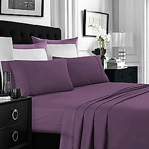 Tribeca Living MF110DPSSQUPU Solid Deep Pocket Sheet Set, Queen, Purple