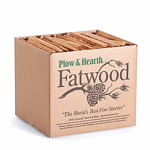Plow & Hearth Fatwood Fire Starter Organic Kindling Firewood Sticks for Wood Stoves Fireplaces Campfires Fire Pits, Non Toxic (2 LB)