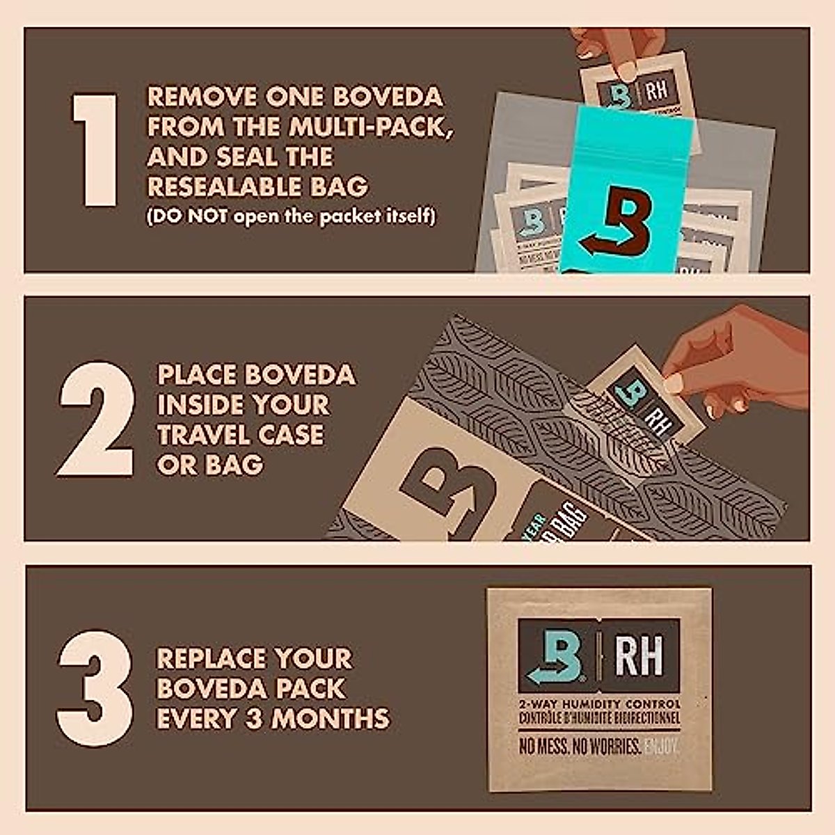 Boveda 72% RH 2-Way Humidity Control – Restores & Maintains Humidity–All In One Solution For Humidification- Patented Technology for Humidity Control Convenient & Versatile - 10 Count Resealable Bag