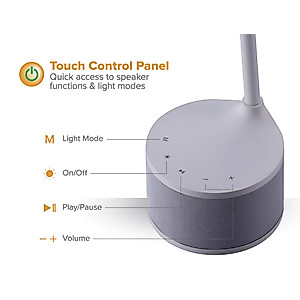 Bostitch LED Dimmable Desk Lamp with Bluetooth Speaker & USB Port, Energy Efficient, 5.5W, Natural Daylight, White (VLED1817WHITE-BOS)