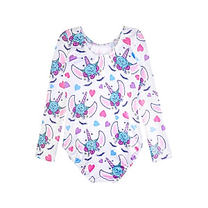 Leotard for Girls Gymnastics 5t 5/6 Long Sleeve White Unicorn Long Sleeves Floral Flower Tumbling Outfits Bodysuits Unitard Sparkle Horse