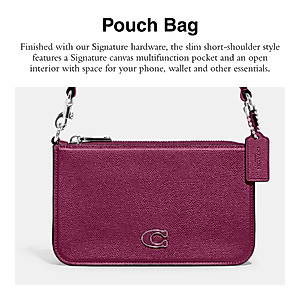 COACH Pouch Bag in Crossgrain Leather, Deep Plum