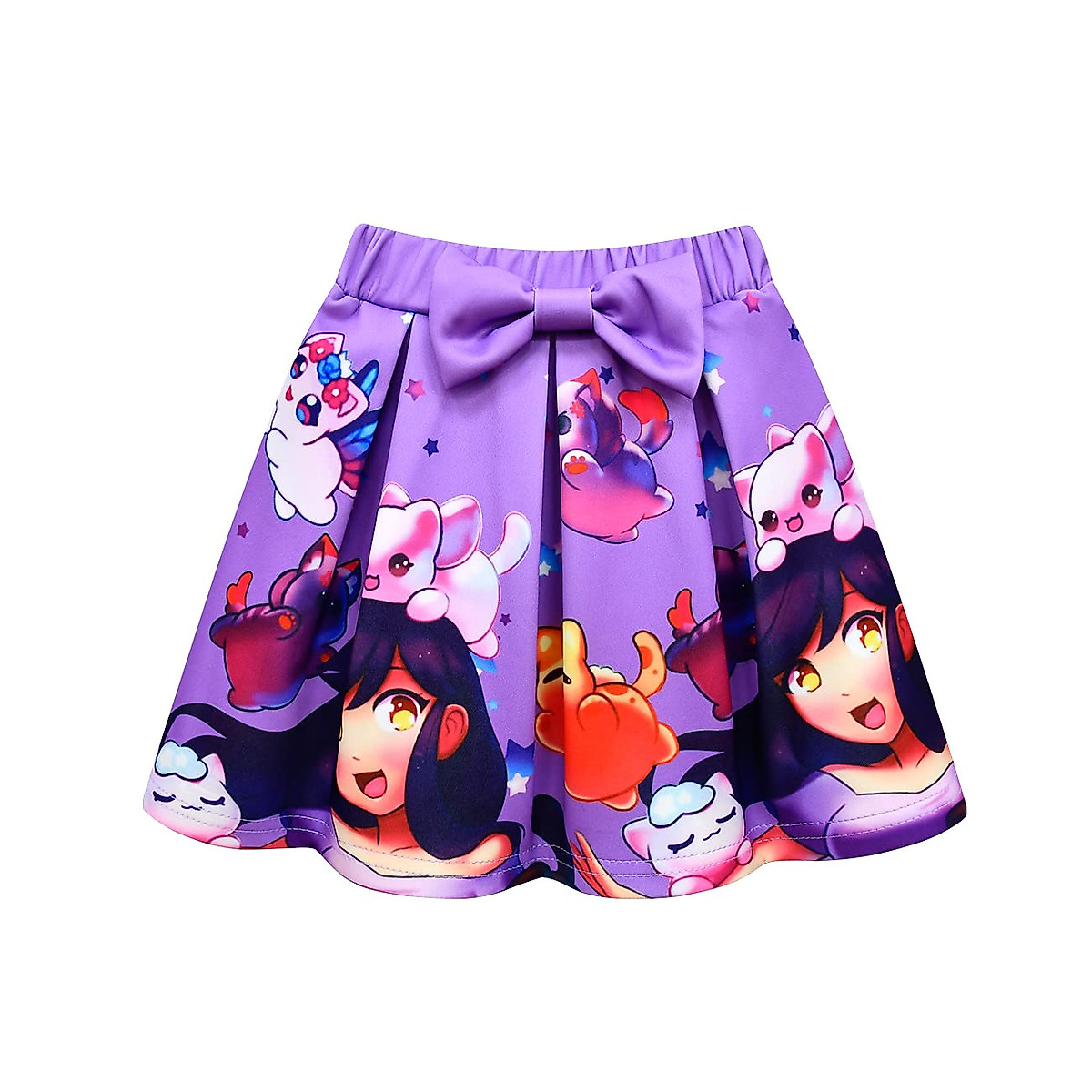 NOLLAM Fashion 3D Printing Game Short Dress Set Short Sleeve Shirt 3 Piece Set (purple, S)