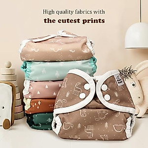 Mama Koala Reusable Adjustable Cloth Diaper Covers with Double Gusset for Girls and Boys, Snap Closure, Size S (Simply Neautrals)