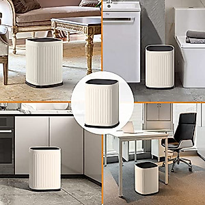 Mbillion Small Trash Can Open Top Metal Waste Bin 2.1Gal/8L,Stainless Steel Garbage Can with Inner Bin Hide Trash Bags, Double Layer Trash Can, Non-Slip Bottom Trash Bin, Without Lid