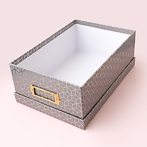 DCWVE Die Cuts with A View Photo Box PB-002-00022, Gray Geo W/Rose Gold Foil