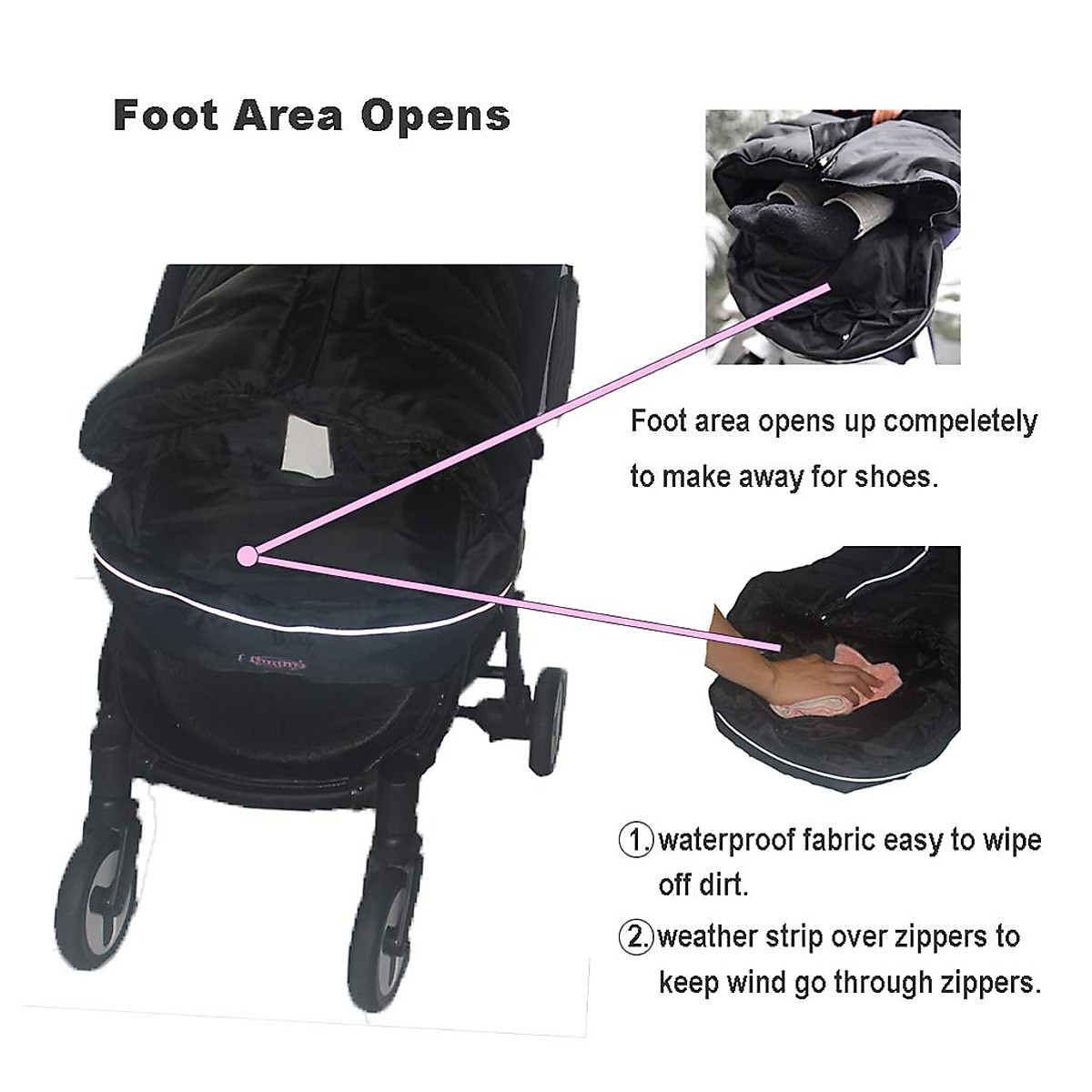 Sunday Anti-kick Stroller Blanket,Toddler Stroller Universal Footmuff Cosy Toes Buggy Pushchair Sleeping Bag Waterproof,Anti-Slip,Extendable,Multifunction Use Stroller Winter Cover
