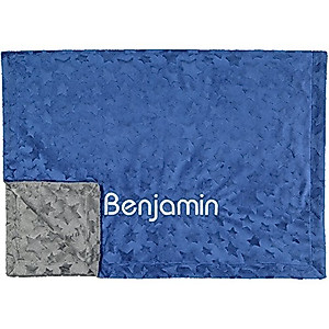 berry bebe Baby Boy Gifts, Personalized Baby Blanket for Boy, Custom Name Blankets Plush Mink Material with Star Design, Blue and Gray