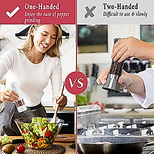 𝗥𝗲𝗰𝗵𝗮𝗿𝗴𝗲𝗮𝗯𝗹𝗲 Electric Salt and pepper Grinder Set - Built-In 500mAh Battery - Automatic Peppercorn and Sea Salt Spice Mill & Shakers Set with LED Light, Adjustable Coarseness