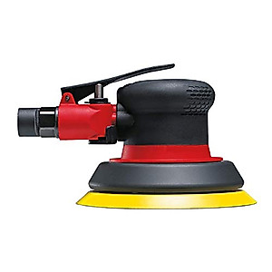 Chicago Pneumatic CP3511 - Air Orbital Sander Tool, Home Improvement, Woodworking Tools, Polisher, Rust Removal, Heavy Duty, Non-Vacuum, PSA, 5 Inch (125 mm), 0.28 HP / 210 W - 12000 RPM,Black/Red
