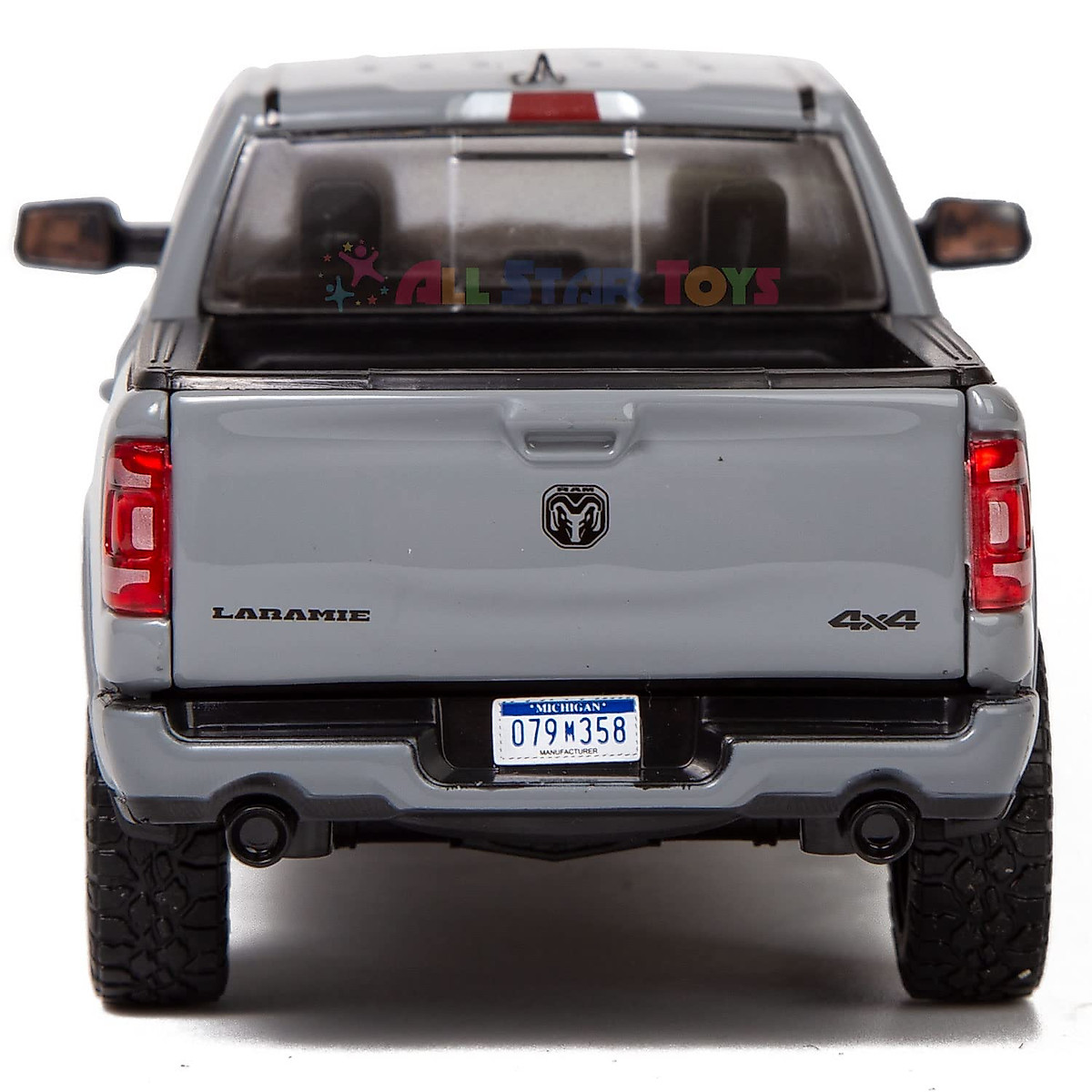 All Star Toys Exclusive 2019 Dodge RAM 1500 Laramie Crew Cab Pickup Truck Ceramic Gray 1:24 Series Diecast Model Car by Motormax 79357 Grey