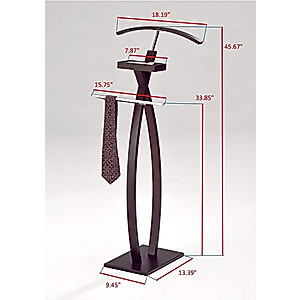 KB Designs - Modern Wood/Metal Suit Tie Valet Stand Rack, Clothing Organizer, Walnut