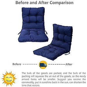 GPPSUNGD Waterproof Rocking Chair Cushion Patio Chair Cushion Outdoor Chair Cushions Set of Upper and Lower with Ties (Red)