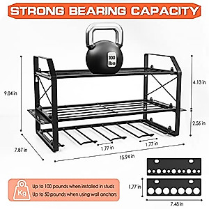 Power Tool Organizer, Drill Holder Wall Mount, 3 Layers Heavy Duty Metal Tool Shelf Suitable for Toolroom and Garage, Cordless Tool Organizer Storage Rack for Electric Drill, Spanner, Screwdriver