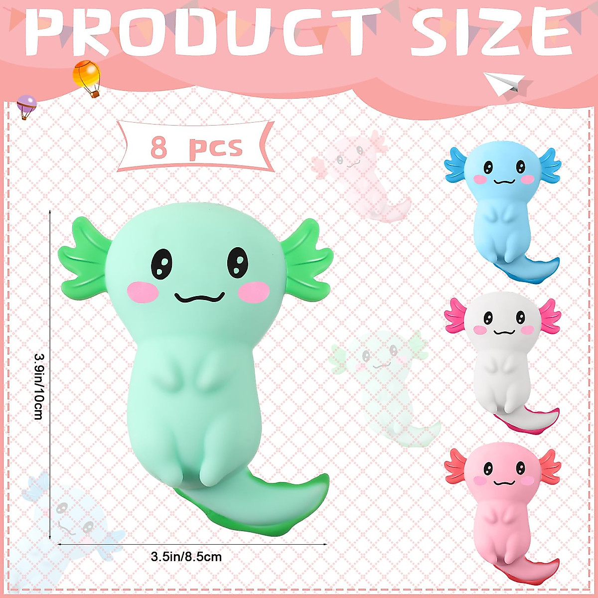 RoundFunny 14 Pcs Axolotl Sensory Fidget Toy Axolotl Party Favors Axolotl Gifts Axolotl Party Supplies Stress Relief Squeeze Gifts Axolotl Stress Balls for Boys Girls Christmas(28 Pcs)