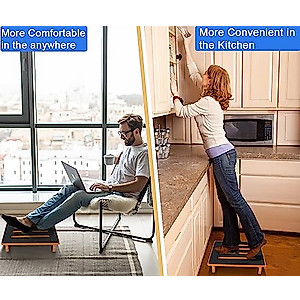 One Step Stool for Adults Seniors With Non-Slip Rubber Stepping Surface, Indoor Outdoor Platform Step Stools, 450 Ib Portable Single Wooden Riser for Bathroom,Kitchen,Bedside,and Kids Support(Natural)