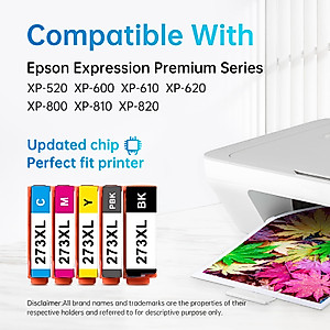 LEMERO Remanufactured Ink Cartridges Replacement for Epson 273XL 273 XL for Expression Premium XP-820 XP-610 XP-810 XP-620 XP-520 Printer (1 Black, 1 Photo Black, 1 Cyan, 1 Magenta, 1 Yellow, 5 Pack)