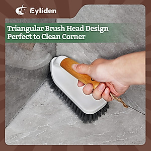 Eyliden Scrub Brush, 2 Pack Heavy-Duty Stiff Bristles Cleaning Brush, Natural Bamboo Handle, Multi Purpose Scrub Brushes for Bathroom Floor Tub Shower Kitchen Sink Carpet & Other Surface, Grey+White