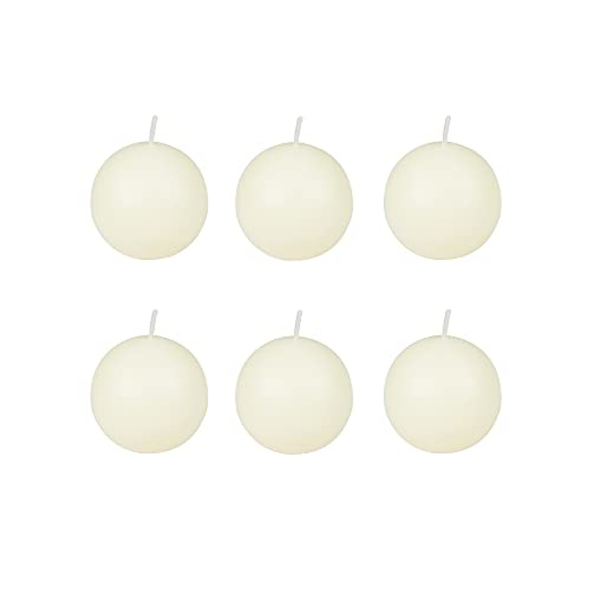 Zest Candle 6-Piece Ball Candles, 3-Inch, Pale Ivory