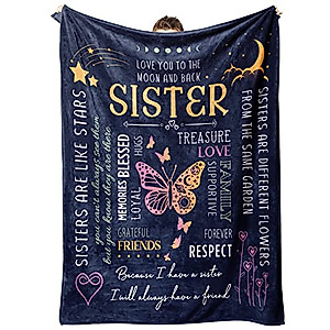 Blanket Gifts for Sister, Sister Birthday Gifts from Sister Brother, Soft Throw Blanket Present for Sisters on Mothers Day, Christmas, Graduation, Flannel Blanket 50'' x 60''