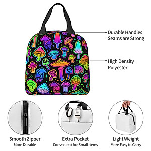 Psychedelic Magic Mushrooms 60s Hippie Reusable Insulated Lunch Bag For Women Men Waterproof Tote Lunch Box Thermal Cooler Lunch Tote Bag For Work Office Travel Picnic