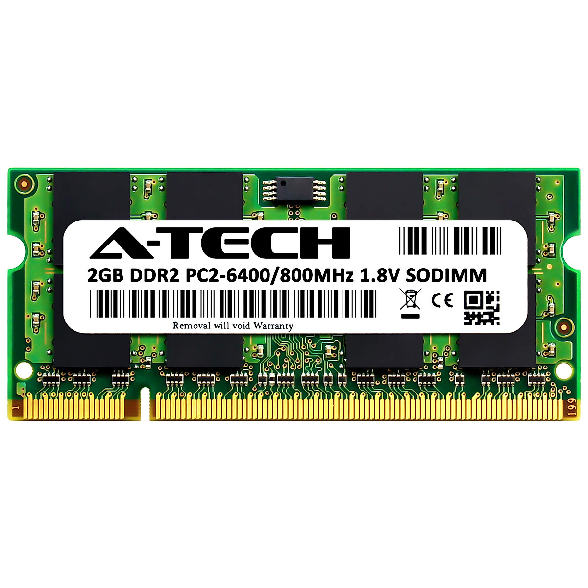 A-Tech 2GB RAM Replacement for CT25664AC800 | DDR2 800MHz PC2-6400 CL6 SODIMM 1.8V Non-ECC SO-DIMM 200-Pin Laptop, Notebook Memory Module