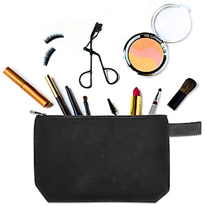 Weewooday 8 Pieces Canvas Cosmetic Bags Plain Makeup Pouch with Zipper Blank DIY Bags for Travel Toiletry Makeup Cosmetic Stationery (Black,11.8 x 7.48 x 2.76 Inches)