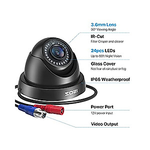 ZOSI 2.0MP HD 1080p 1920TVL Security Camera, 4-in-1 HD TVI/CVI/AHD/CVBS CCTV Camera,80ft Night Vision,Indoor Outdoor,Aluminum Housing for 960H,720P,1080P,5MP,4K Analog Home Surveillance DVR System