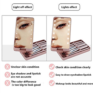 FQYYDD Illuminated Makeup Mirror Portable Mini Led Makeup Mirror Touch Screen Rotates The Makeup Brush Storage Box