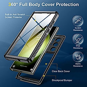Humixx for Samsung Galaxy S23 Ultra Case,Waterproof Built-in Lens, Screen Protector[Full-Body Shockproof][12FT Military Drop Proof][Dustproof][IP68 Underwater] Protective Phone Case 5G 6.8”-Black