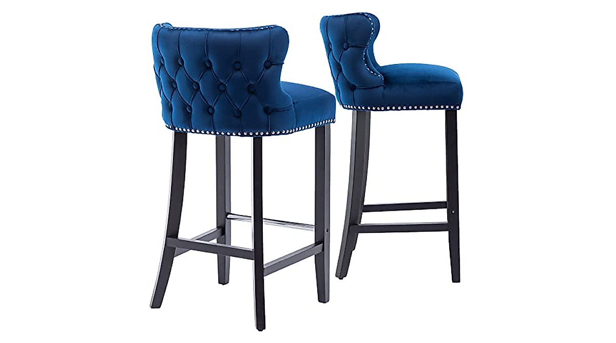 Elegant J&K Upholstered Wing-Back Counter Chairs