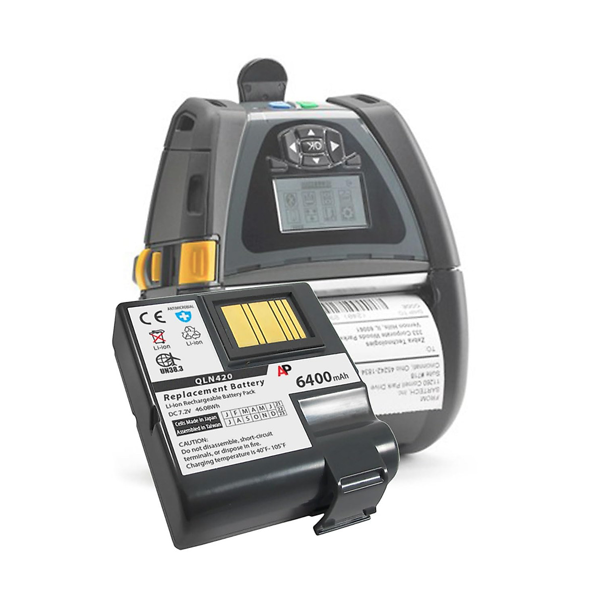 Artisan Power Replacement Battery for Zebra QLn420 and ZQ630 Printer: 6400 mAh