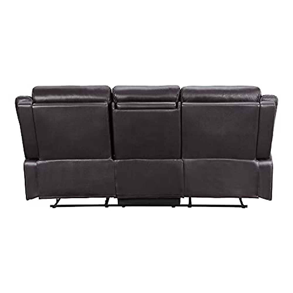 Lexicon Miramar Polished Microfiber Double Lay Flat Reclining Sofa with Drop-Down Cup Holders, 81" W, Dark Brown