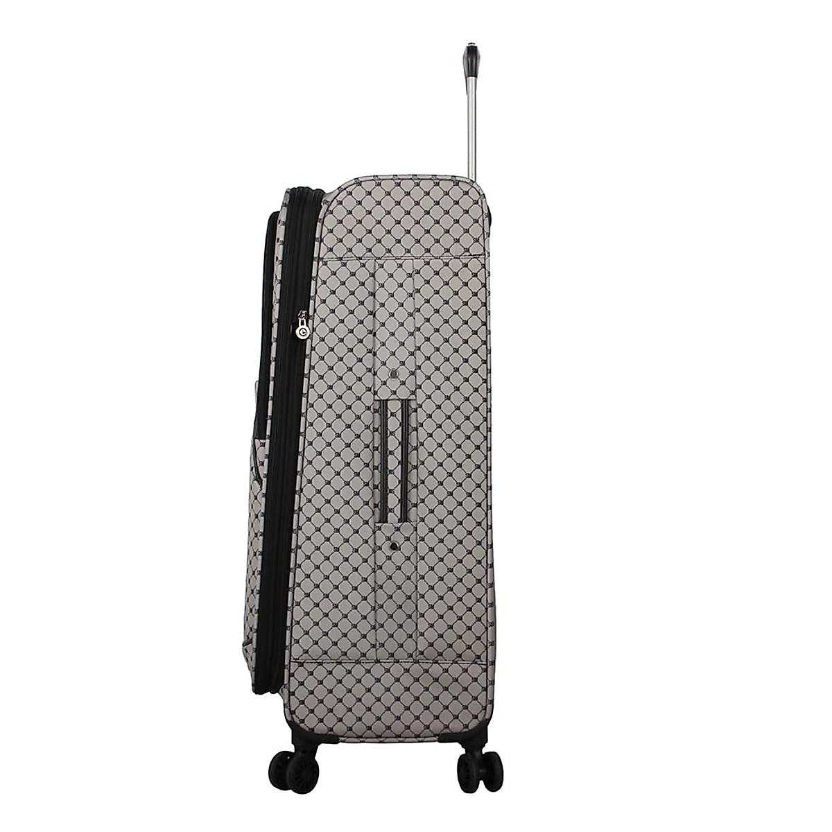 Steve Madden Designer Luggage - Checked Large 28 Inch Softside Suitcase - Expandable for Extra Packing Capacity - Lightweight Bag with Rolling Spinner Wheels (Noble Black/Grey, 28in)