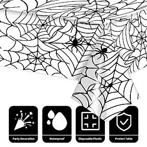 Labeol Halloween Tablecloth,3 PCS Spider Web Tablecloths for Halloween Party Decorations, 54"x108" Disposable Plastic Rectangle Table Cloth,Halloween Decorations for Halloween Party Home Haunted House