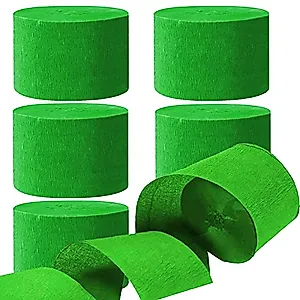 Green Crepe Paper Streamers Party Streamer 1.8 Inch Widening 6 Rolls,Irish Lucky Day Green ThemeParty Streamer 82 feet per roll for Various Birthday Wedding Festival Celebration Party Decorations