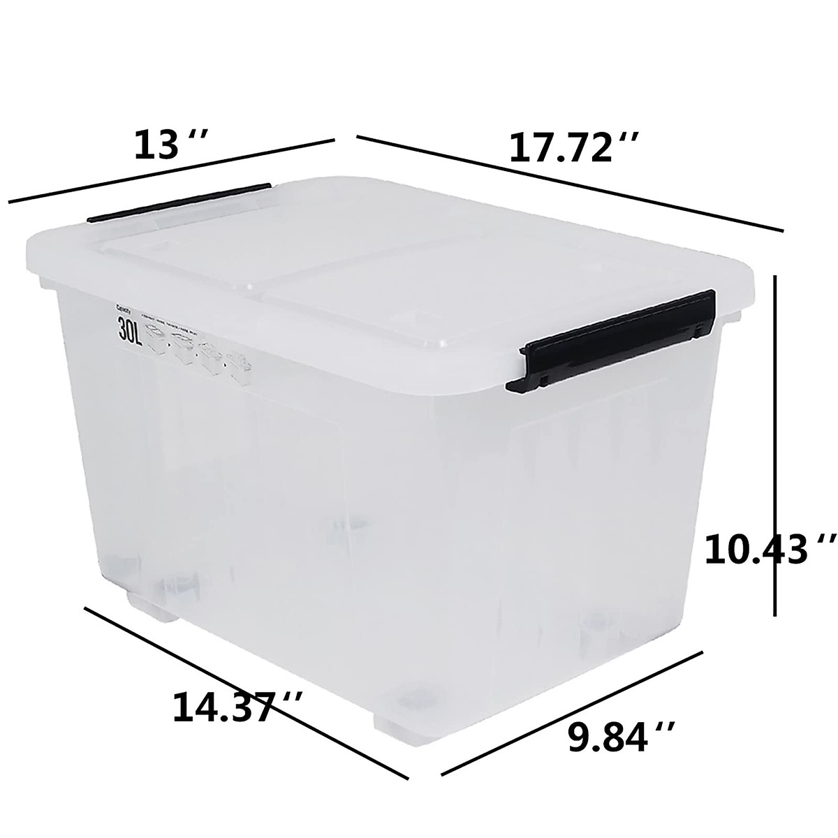 Hommp 4 Packs 30 Liter Clear Large Storage Boxes Container with Lids and Wheels