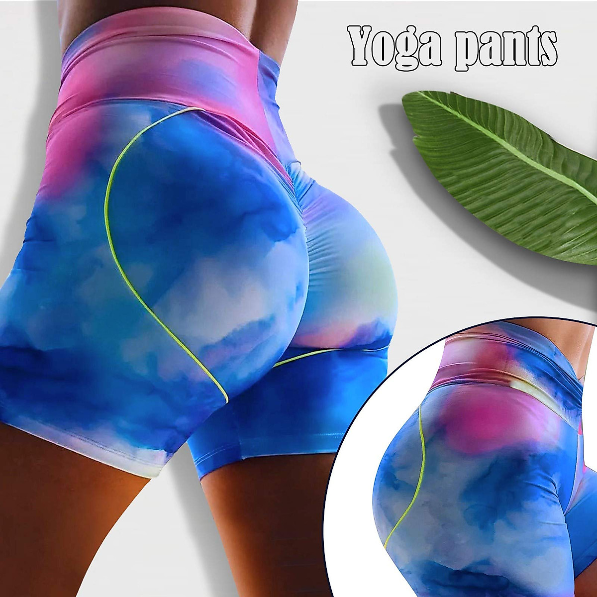 Bblulu Women Yoga Shorts Ruched Booty Biker Shorts High Waisted Gym Workout Shorts Butt Lifting Hot Pants