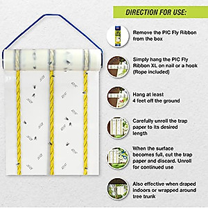 PIC Fly Ribbon XL - Large Fly Traps for Outdoors and Barns, 40FT Roll, Pack of 2