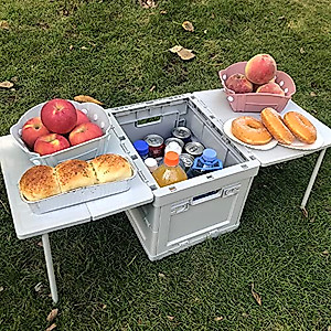 Collapsible portable Storage Bins ,Multifunction Folding Plastic table Storage Box Container for camping ,Home ,Office,Outdoor,Indoor,Dormitory (16.5L)