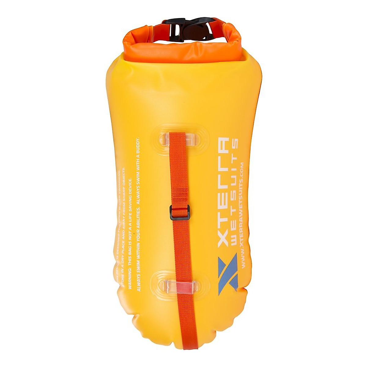 Xterra Wetsuits Swim Buoy Float – Swimming Safety Float Dry Bag for Open Water Swimmers and Training Triathletes, Kayaking, Snorkeling, Shallow Diving (PVC 15 Liter Orange)