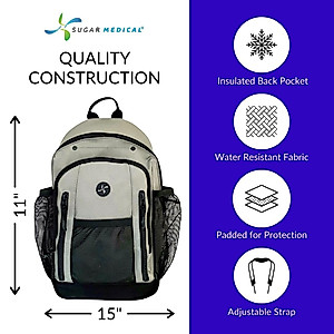 Sugar Medical - Insulated Diabetes Sling Backpack - Multi Pocket, Zip Secured Backpack w/Elastic Loops and Adjustable Straps for Diabetic Medical Supplies (Haze Grey) …