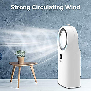 Portable Evaporative Cooler, LifePlus Bladeless Cooling Tower Fan with Instant Cool & Independent Humidifier, Remote Control, 50° Oscillation, Low Noise for Kitchen Bedroom Office