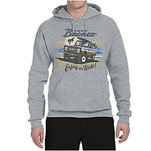 Wild Bobby Classic Vintage Ford Bronco Enjoy The Ride Cars and Trucks Unisex Hoodie Sweatshirt, Heather Grey, Large