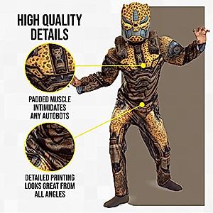 Disguise Cheetor Transformers Costume for Kids, Official Transformers Rise of the Beasts Muscle Padded Costume and Mask, Size (7-8)