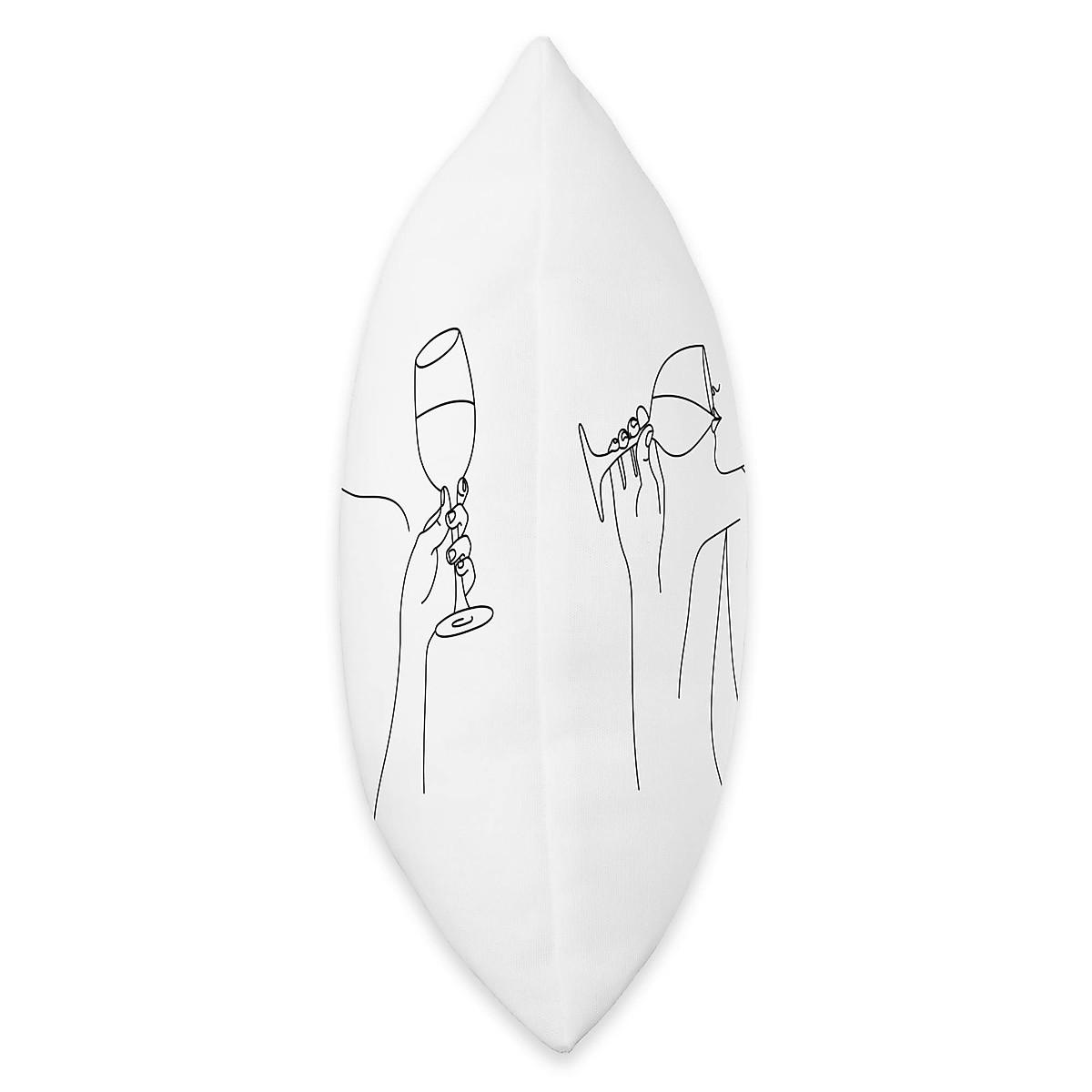 Line Art Wine Designs And Minimal Wine Drinker Art Double Fisting Black and White Funny Wine Lover Line Art Throw Pillow, 18x18, Multicolor