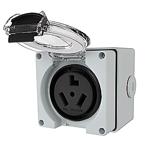 STARELO 30Amp Power Outlet Box,NEMA 10-30R Receptacle 125/250Volt,Outdoor dustproof and Weatherproof.No Grounding, Outlet for Electric Dryers, Heavy Duty Industrial Grade Power Receptacle.ETL Listed.