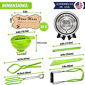 Supa Ant Canning Supplies - USA Assembled & Certified Food Grade Stainless Steel Canning tools - Canning set/pickling kit for beginners - Canning kit includes extra wide mouth funnel for mason jars